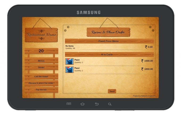 Restaurant Tabletop Ordering System & Tablet Food Menu Ordering App